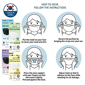 (Pack of 20) KF-94 Kids Black Face Mask, Individual Pack Youth, 4-Layer Filters Disposable, Made in Korea