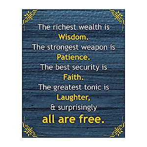 Wealth is Wisdom - Inspirational Lessons Typographic Print Home Decor, Great Positive Wall Art, Motivational Quotes Wall Decor, Ideal For Office Decor, Teen, Dorm or Living Room Decor, Unframed - 8x10