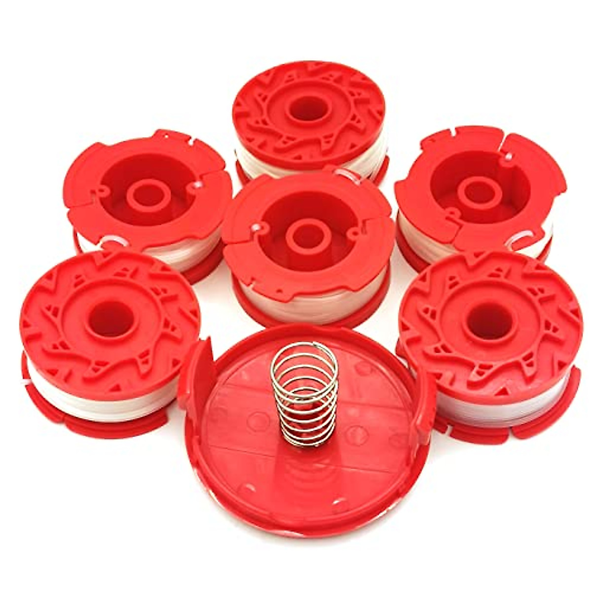 Weed Eater String for Craftsman CMZST0653 CMZST065,0.065" String Trimmer Line 30 Feet,QUASION Weed Eater Line 20V Trimmer Spool(6 Spool,1 Cap CMZST120SC,1 Spring)