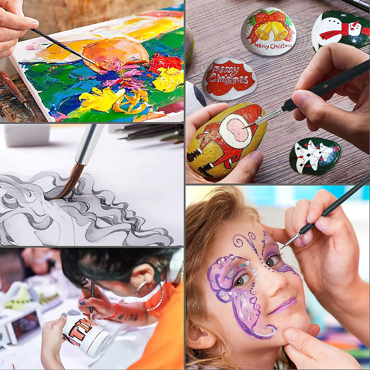 UPINS 11 Pieces Fine Detail Paint Brush Miniature Small Thin Painting Brushes Kit Micro Artist Acrylic Paints Brush Set