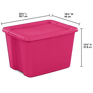 TamsOi 18 Gallon Tote Box Plastic, Fuchsia Burst, Set of 8