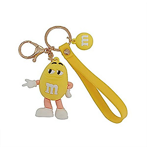 Cute Silicone Yellow M Beans Chocolate Peanut Case Compatible withAirpods Pro Headphones Cover with a Cute Yellow M Bean Keychian for Girls