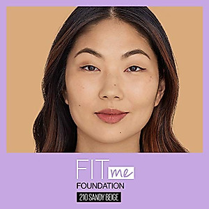Maybelline Fit Me Dewy + Smooth SPF 18 Liquid Foundation Makeup, Sandy Beige, 1 Count