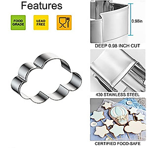 3 Pieces Star, Moon and Cloud Cookie Cutters Stainless Steel Biscuit Cutters Molds Shapes for Baby Shower or Gender Reveal Party