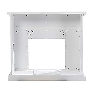 SEI Furniture Wansford Contemporary Electric Fireplace, White/Mirror