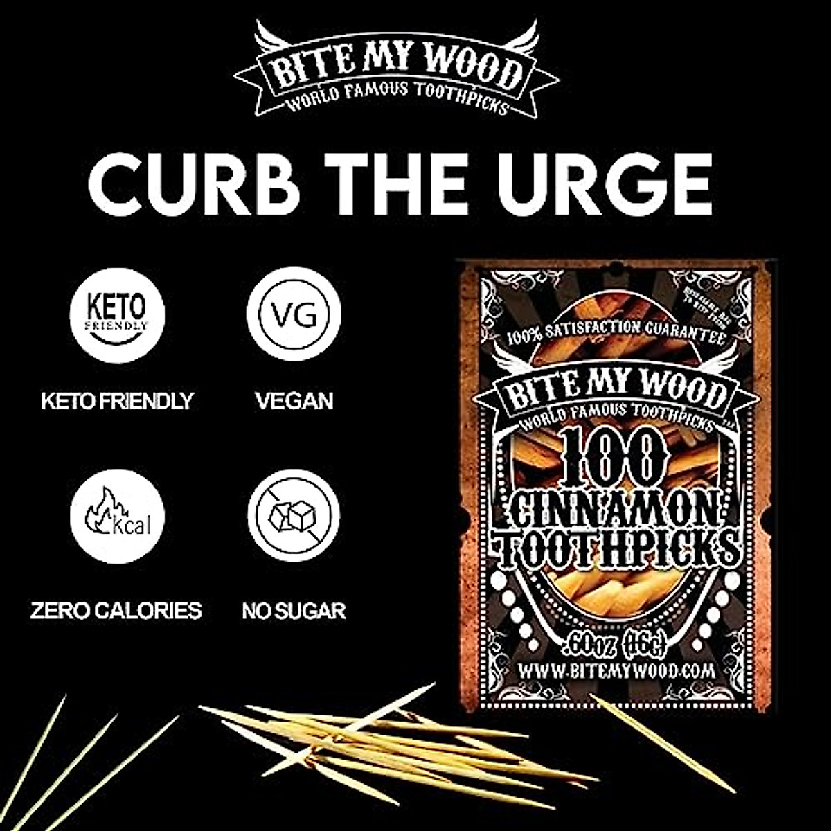 BiteMyWood Cinnamon Toothpicks For Adults Long Lasting Super Hot And Spicy Cinnamon Flavored Toothpicks Perfect For Someone Trying To Quit Smoking Lip Tingling Cinnamon Flavor (300 Picks)
