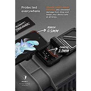 VRS DESIGN Terra Guard Ultimate Phone Case for Galaxy Z Flip 4 5G (2022), Premium Sturdy Hinge Protection Case (Matte Black)
