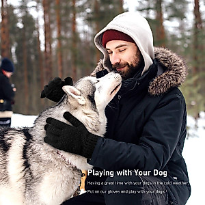 Vgogfly Winter Knit Gloves Warm Full Fingers Men Women with Upgraded Touch Screen - Anti-Slip Glove Fleece Lined