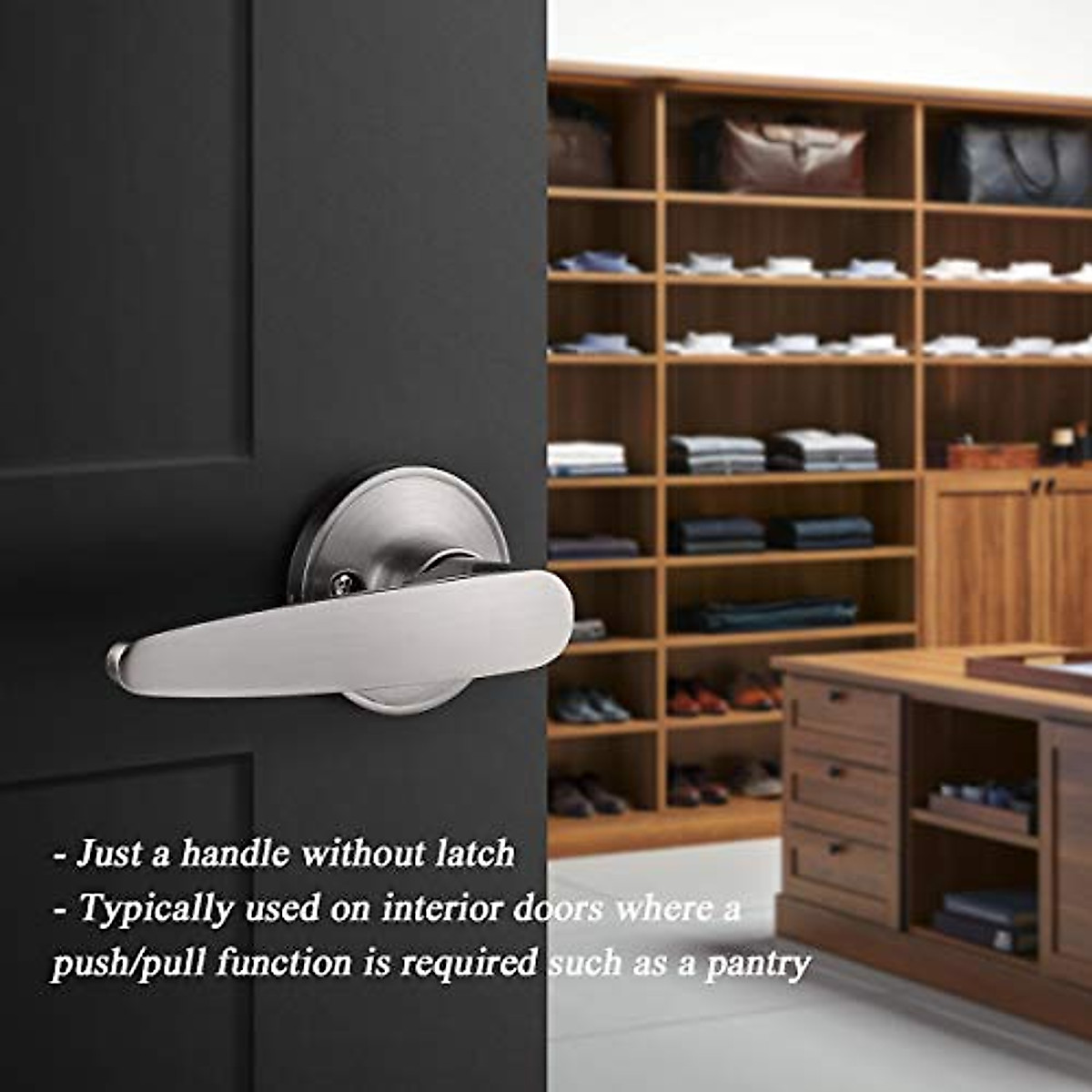 Probrico (1 Pack Door Hardware Dummy Lever Door Handles for Closets,Single Side Individual Door Lever in Satin Nickel