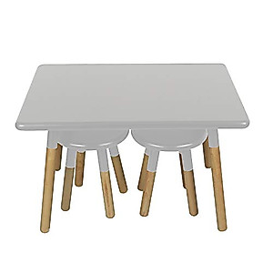 ACEssentials Kids Dipped Table and Stool Set, Gray