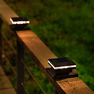 MAGGIFT 6 Pack Solar Post Lights, 15 Lumen Outdoor Post Cap Light for Fence Deck or Patio, Solar Powered Caps, Warm White High Brightness SMD LED Lighting, Lamp Fits 4x4, 5x5 or 6x6 Wooden Posts