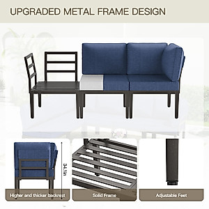 Trumbeak Patio Furniture Set,7 Pieces Metal Modern Outdoor Furniture,Outdoor Sectional Sofa w/5.1" Cushions and Coffee Table for Patio,Backyard,NavyBlue