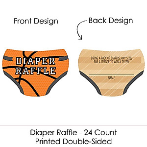 Big Dot of Happiness Nothin' but Net - Basketball - Diaper Shaped Raffle Ticket Inserts - Baby Shower Activities - Diaper Raffle Game - Set of 24