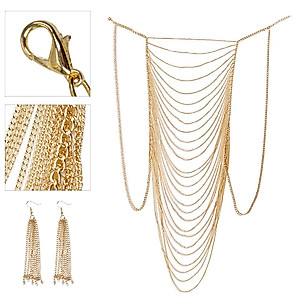 Women's Sexy Halter Backless Tank Top Bra Body Chain Necklace Tassels Party