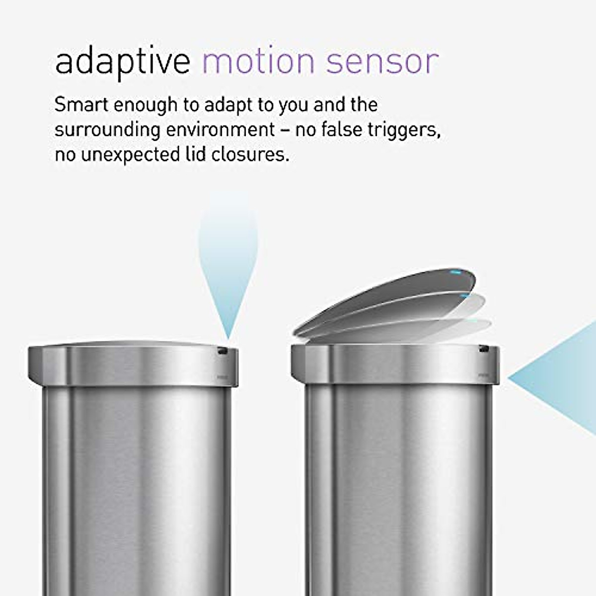 simplehuman 45 Liter / 12 Gallon Semi-Round Automatic Sensor Trash Can, Brushed Stainless Steel