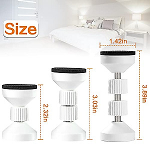 cosbur 4PCS Headboard Stabilizers, Headboard Stoppers for Wall, Bed Stoppers, Adjustable Threaded Bed Frame Anti-Shake Tools for Wall Beds, Cabinets, Sofas, Adjustable from 1.8"-3.15" (White)