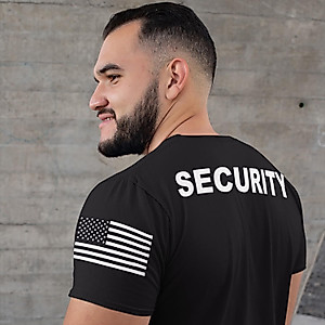 Security Guard Event Staff 2 - Two-Sided Event Staff Shirt Two-Sided American USA Flag On Arm Men Tees
