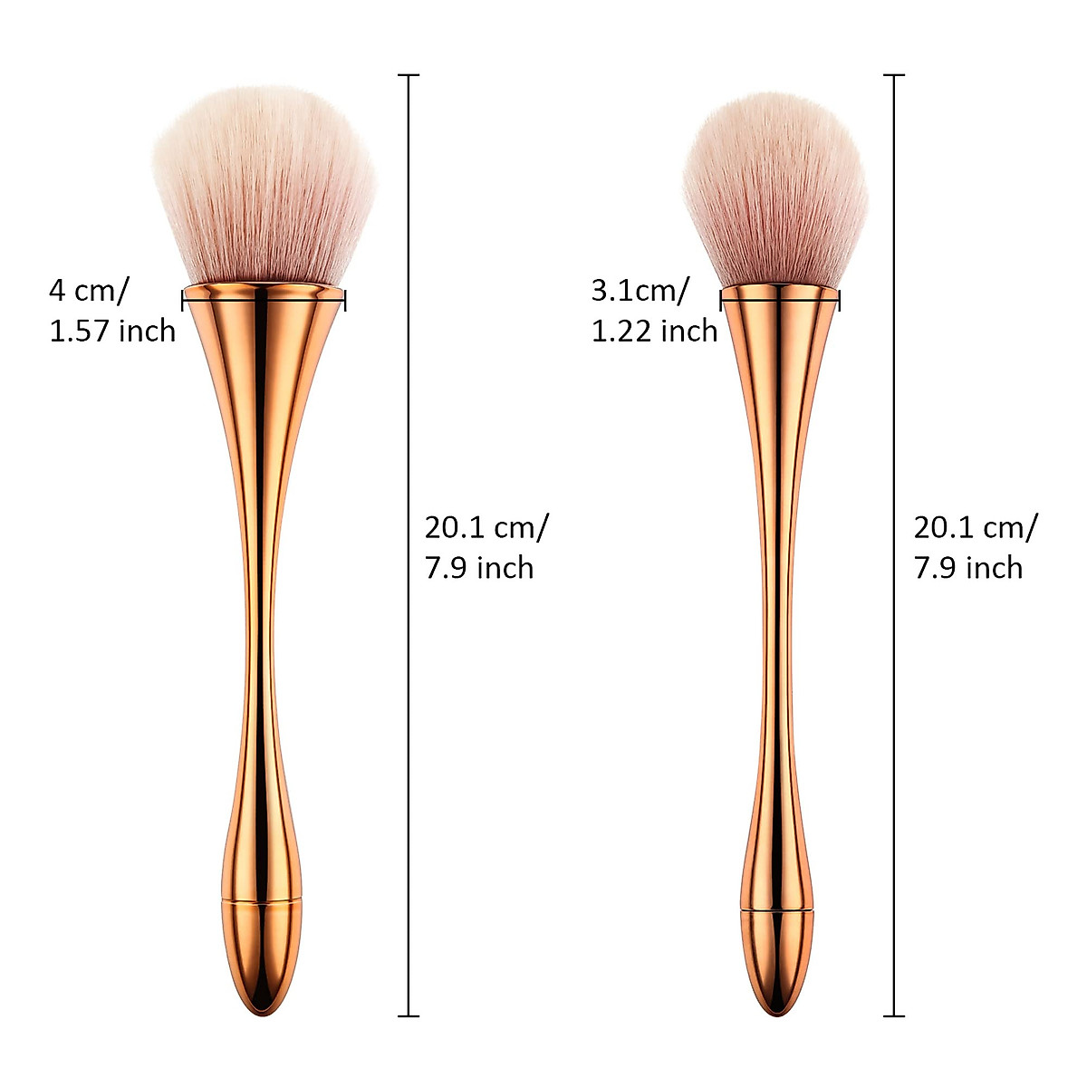 Boao 2 Pcs Large Fluffy Makeup Brushes Soft Bronzer Powder Brush for Coverage Loose Blending Buffing Nail Foundation(Rose Gold)