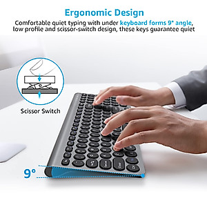 MEANHIGH Wireless Keyboard and Mouse Combo, 2.4G Cordless Mouse and Keyboard Set with Numeric Keypad, Ultra-Slim, Compact, Quiet, Full Size for Windows, Mac, Computer, Desktop, PC, Notebook, Laptop
