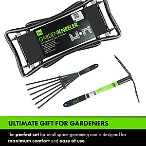 Yard Butler- Garden Kneeler/Seat with Terra Rake and Terra Tiller - Gardening Tools & Supplies Set Perfect for Gardeners - Ergonomic & Durable Designs