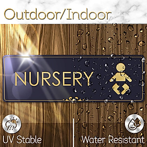 Baby Nursery Sign Nursery Mother's Room Sign, Black/Gold, Engraved, 3" x 9", Fade Resistance, Indoor/Outdoor Use, USA MADE By My Sign Center