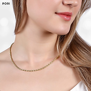 PORI JEWELERS 18K Yellow Gold 1.5MM, 1.8MM, 2MM, 2.5MM, 3MM, 4MM, or 5MM Diamond Cut Rope Chain Necklace Unisex Sizes 16"-30" (3MM, 24)
