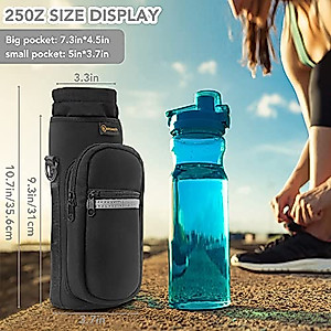 KOSIBATE Water Bottle Carrier Bag - Neoprene Water Bottle Sling Bag with Shoulder Strap, Handle Strap - Ideal Sports Water Bottle Accessory for Hiking Travelling Camping
