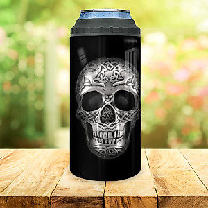 winorax Skull Tumbler 4-in-1 Can Cooler Skulls Coffee Travel Mug Cup 16oz Stainless Steel Insulated with Lid Inspirational Skull Gifts for Men Women Skulls Lover Birthday Halloween Birthday