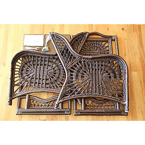 Malibu Lounge Loveseat Sofa Natural Rattan Wicker Handmade Design with Cream Cushions, Colonial Color