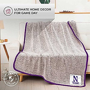 College Soft Two-Tone Sherpa Throw, 50" x 60" Blanket, Officially Licensed for Bedding, Sofa, or Gameday, Frosty Fleece Cover (Northwestern Wildcats - Purple,)
