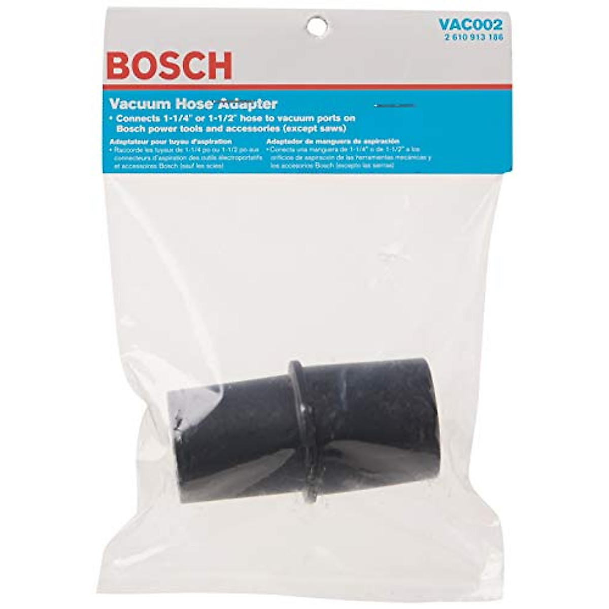 BOSCH VAC002 Vacuum Hose Adapter for 1-1/4 In. and 1-1/2 In. Hoses , Black