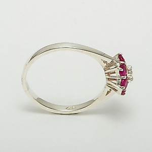 LetsBuyGold 925 Sterling Silver Cubic Zirconia & Ruby Womens Cluster Band Ring - Size 11.75