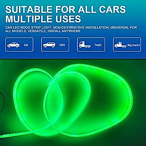 Chemini Led Hood Light for Truck Flexible Car Hood Light 60 Inch Green Daytime Running Light 12V Flexible Headlight Waterproof Hood Led Light Strip for Truck, Vans, SUVs-1Pack