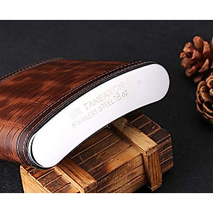 18 oz Crocodile Leather Pattern Large Capacity Brown Stainless Steel Whiskey Liquor Hip Flask with PU Leather Wrapped, TOX TANEAXON