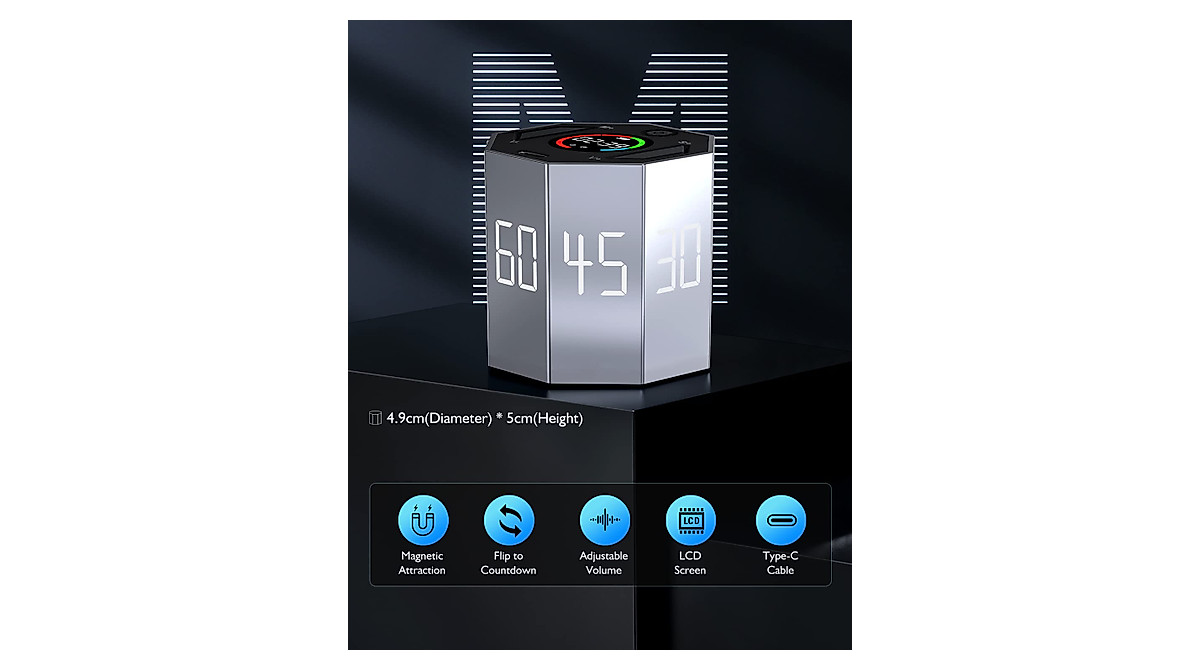 Pomodoro Timer, Magnetic Visual Timer with Flip Countdown, Silent ...