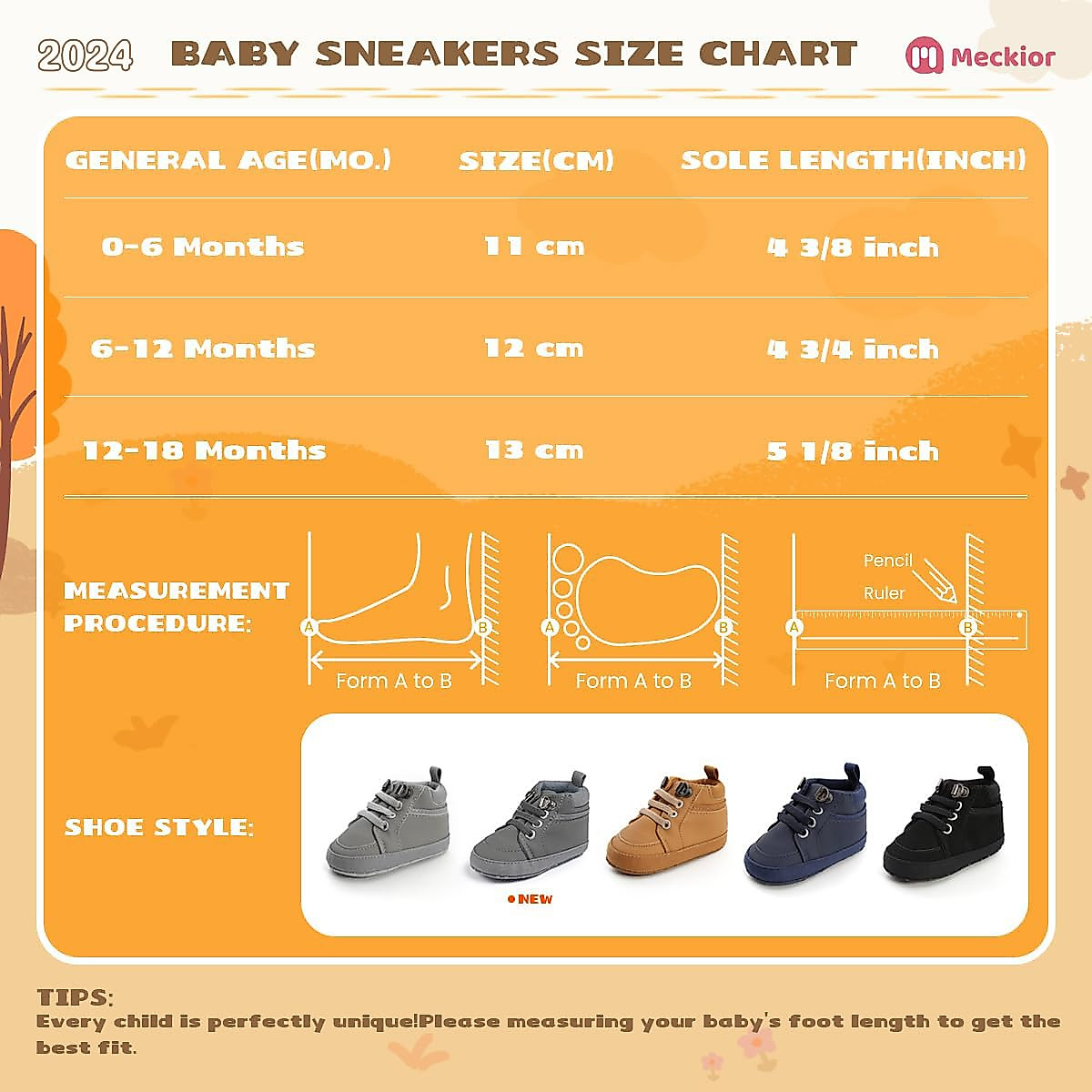 Meckior Toddler Baby Boys Girls High Tops Ankle Sneakers Soft Anti-Slip Sole PU Leather Moccasins Infant Newborn Prewalker First Walking Crib Shoes