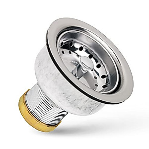 Highcraft 9753 Kitchen Sink (3-1/2 Inch) Stainless Steel Drain Assembly with Strainer Basket and Rubber Stopper Long Extended Shank (3-3/4 Inch)