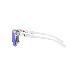 Oakley Women's OO9473 Leadline Square Sunglasses, Polished Clear/Prizm Sapphire Polarized, 56 mm