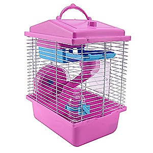 Mifrsnu Pet Cage Hamster with Transparent Skylight Double Layer House for Hamster Golden Hamster Pet Pink