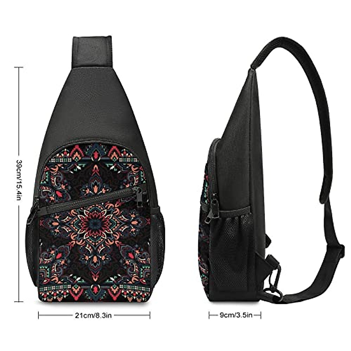 Sling Backpack for Paisley Bandana Print Cool Red Black, Chest Bag Daypack Crossbody Sling Shoulder Backpack Adjustable Waterproof Chest Daypack for Men Travel Sports Running Hiking