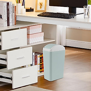 Wakikini 3.5 Gallons Swing Top Garbage Can, Plastic Trash Can with Swing Lid, Blue