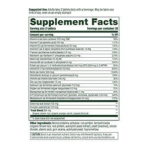 MegaFood Men's 55+ Advanced Multivitamin for Men - Doctor-Formulated -Choline, Vitamin D, Vitamin B12 – Plus Real Food – Brain Health Supplement for Adults & Immune Support - 60 Tabs (30 Servings)