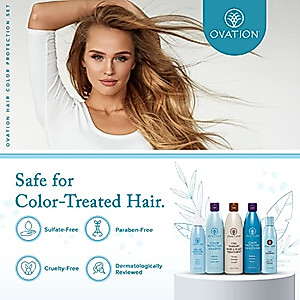 Ovation Hair Holiday Gift Set - Color System + Cell Therapy: Get Stronger, Fuller & Healthier Looking Hair - Includes Shampoo, Conditioner, Cell Therapy, Volume Enhancer, and Lux Shampoo