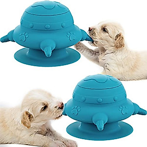 2 Pieces Puppy Feeder Pet Milk Bowl 4 Teats Puppy Bottles for Multiple Puppies Nursing Silicone Pet Feeder for Puppies Kittens Dog Nursing Supplies, 240 ML, Blue