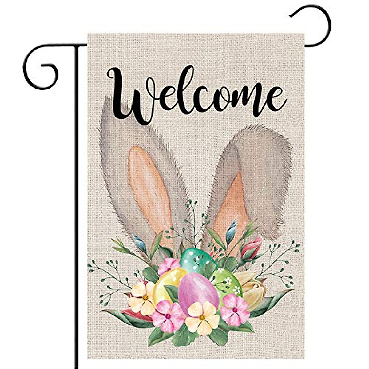 Spring Easter Ears Garden Flag for Outside 12x18 Double Sided Small Welcome Easter Eggs Garden Yard Flags Farmhouse Home Easter Garden Yard Outdoor Decor