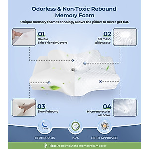 5X Pain Relief Cervical Pillow for Neck and Shoulder Support, Adjustable Memory Foam Sweet Sleeping, Odorless Ergonomic Contour Neck , Orthopedic Bed Pillow for Side Back Stomach Sleeper