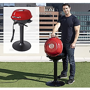 Homewell Electric BBQ Grill for Indoor & Outdoor Grilling with Warming Rack - Portable Patio Grill 1600 Watts (Red)