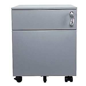 AIMEZO 2-Drawer Mobile File Cabinet Under Desk Storage for Home Office, Fully Assembled Silver