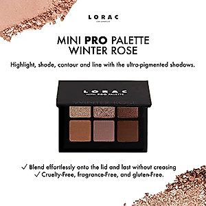 LORAC Mini PRO Matte & Glitter Eyeshadow Palette, Winter Rose | Luxuary Makeup Pallete | Metallic Colors | Cruelty Free, Gluten Free, Vegan