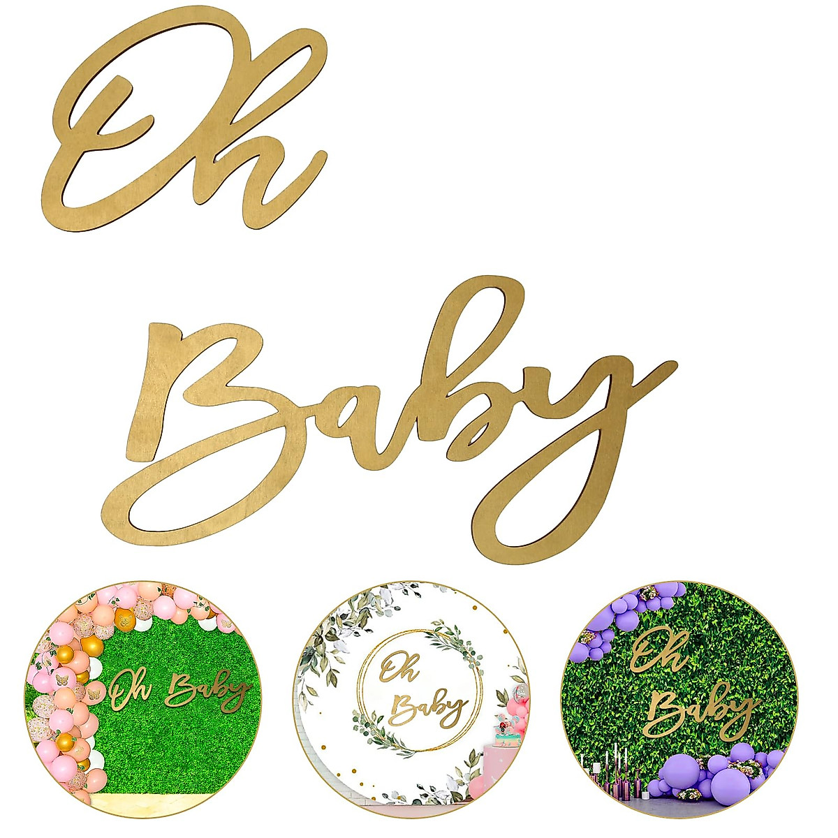 Cute Oh Baby Sign - Wooden Baby Shower Sign with Gold Painted Letters - Adorable Baby Banner for Gender Reveal Party Decor, Baby Shower Decorations - Stylish Photo Backdrop for Baby Boy and Baby Girl